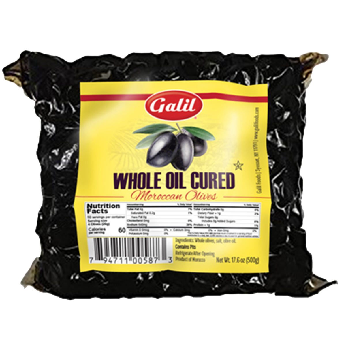 Oil Cured Black Olives Vac-Pack, Galil — Specialty Food Source