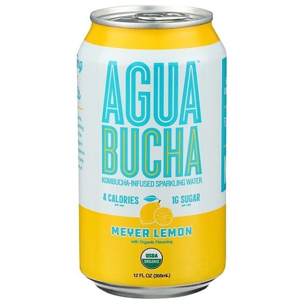 Agua Bucha - Meyer Lemon Organic Kombucha, 12 fl oz (12 Pack) - Low Su ...