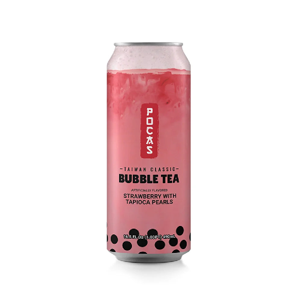 Pocas Bubble Tea Strawberry with Tapioca Pearls 16.5 oz — Specialty ...