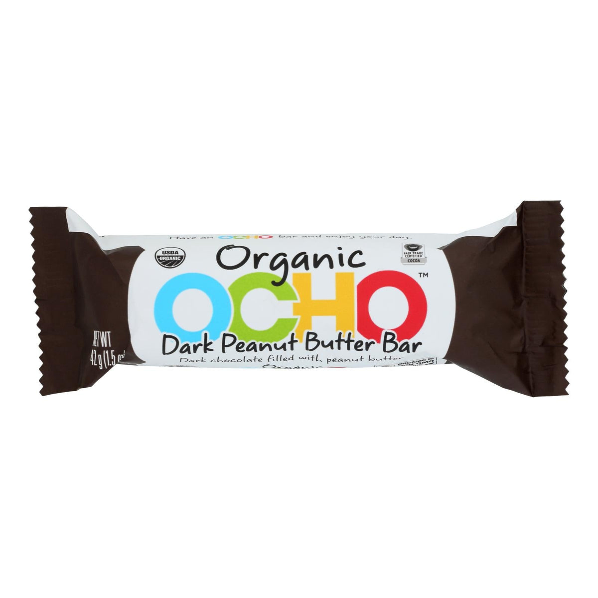 Ocho Candy Dark Chocolate Peanut Butter Candy Bar, 12-Pack (1.5 oz Bar ...