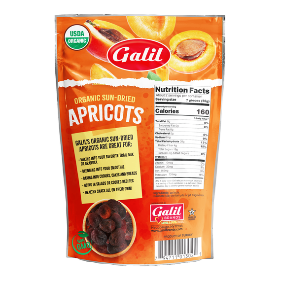 Organic Sun-Dried Apricots | 3.5 oz | Galil — Specialty Food Source