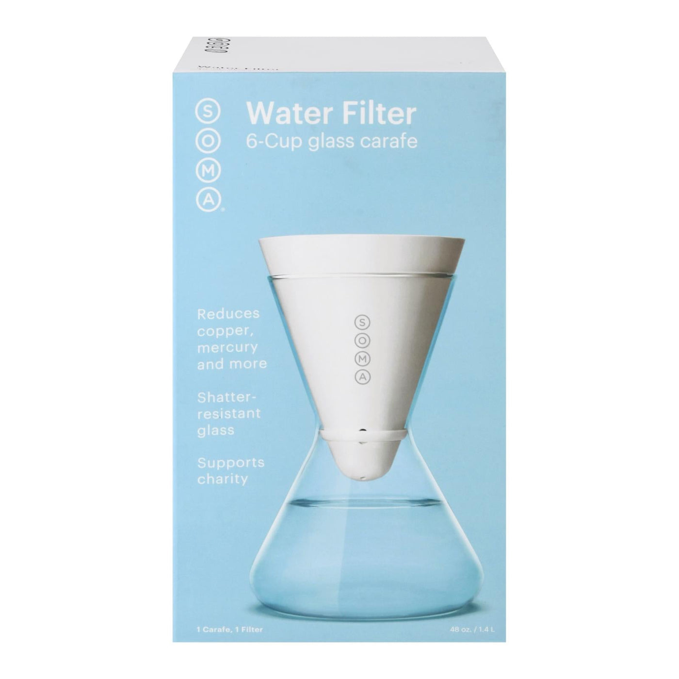Soma Glass Water Carafe - 6-Cup Pitcher for Pure Hydration, 48 oz (Pac ...