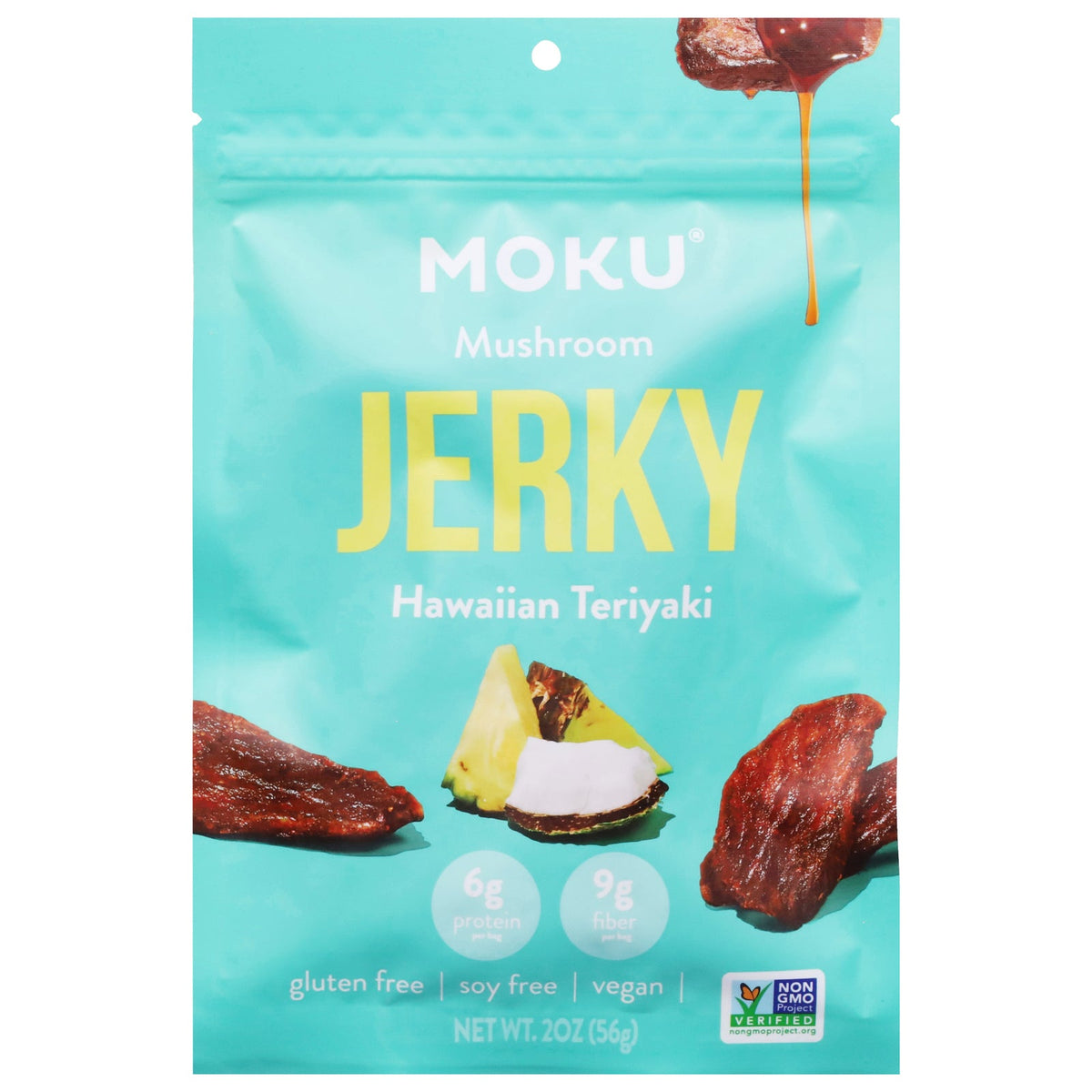 Moku Plant-Based Jerky, Hawaiian Teriyaki, 8-Pack, 2 oz Bags — Specialty Food Source