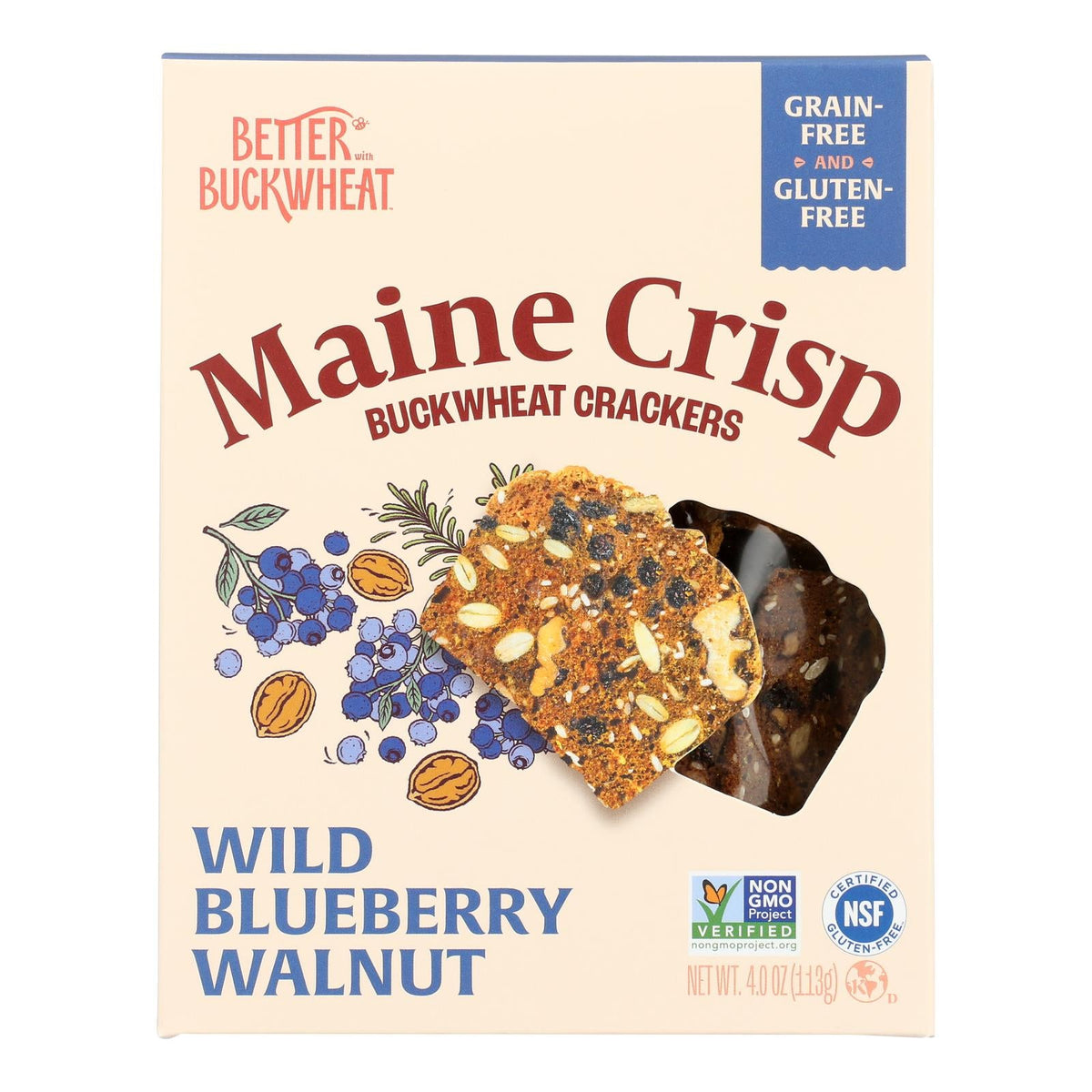 Better With Buckwheat Crisps, Wild Blueberry Walnut, 10 x 4 oz - Glute ...