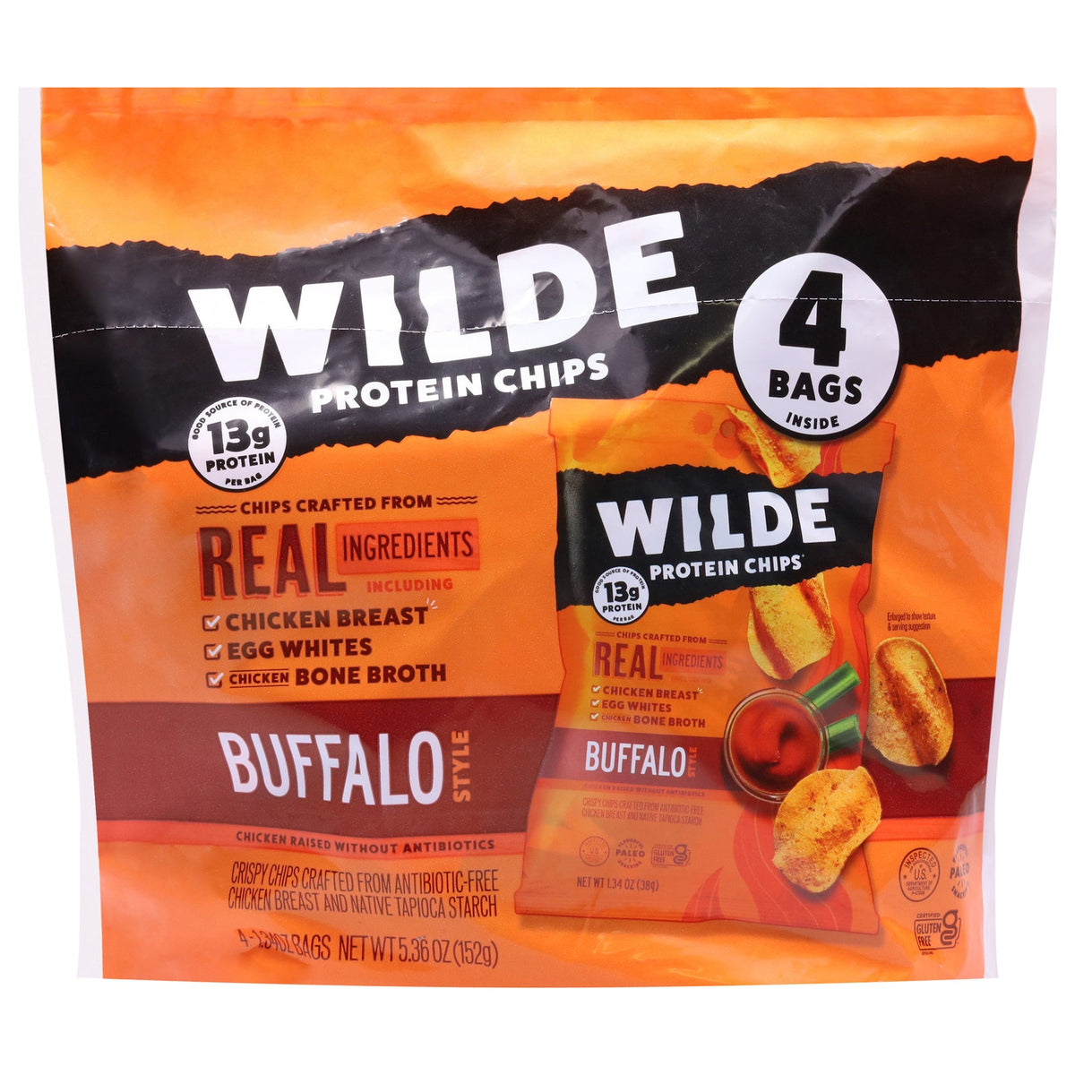 Wilde Buffalo Protein Chips (Pack of 8) - High Protein, Low Carb Snack ...
