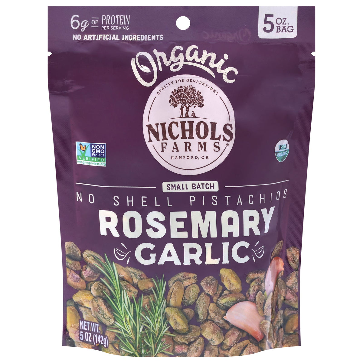 Nichols Farms Pistachios - Rosemary Garlic Nosh Pit Shell On - Pack of ...