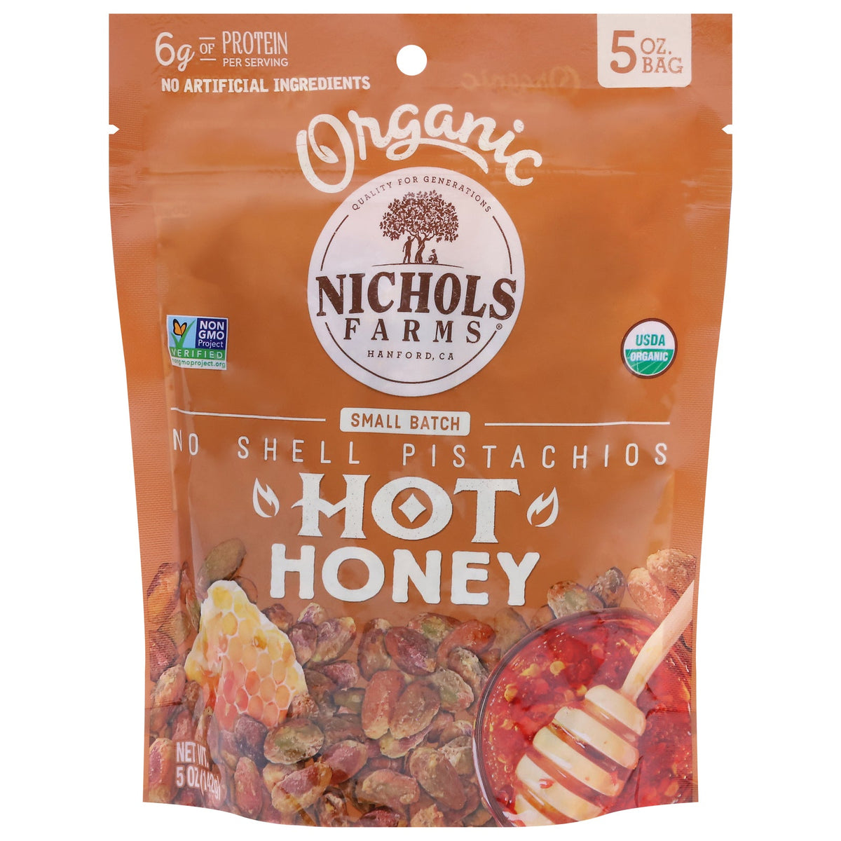 Nichols Farms Pistachio Organic Hot Honey Kernels, 12-5 Oz Pouches ...