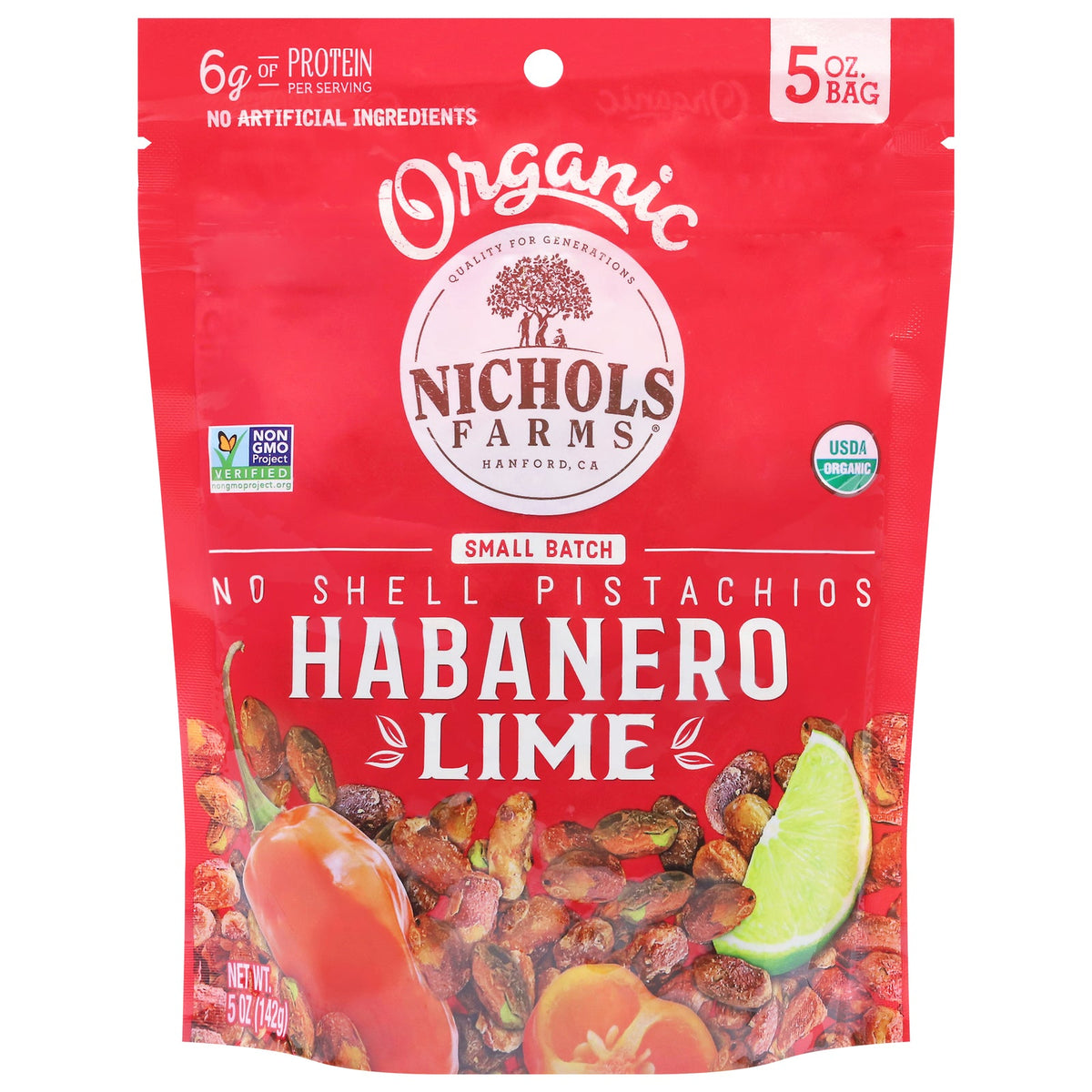 Nichols Farms Pistachios - Habanero Lime No Shell - (Pack of 12) 5 oz ...