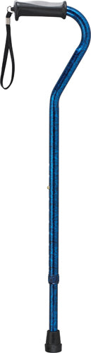Blue Crackle Offset Cane with Gel Grip - Adjustable Aluminum Walking C ...