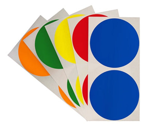 3" Permanent Round Color Coding Sheeted Dot Kit (Primary): 100/Pack ...