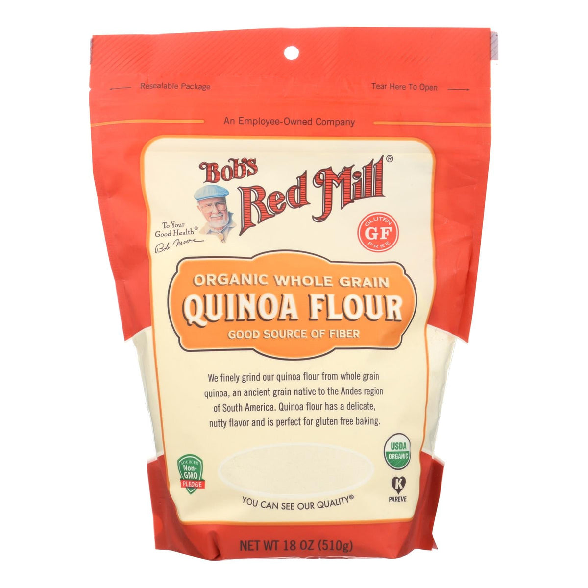 Bob's Red Mill Organic Whole Grain Flour (4-Pack), 18 Oz Bags: Flour f ...