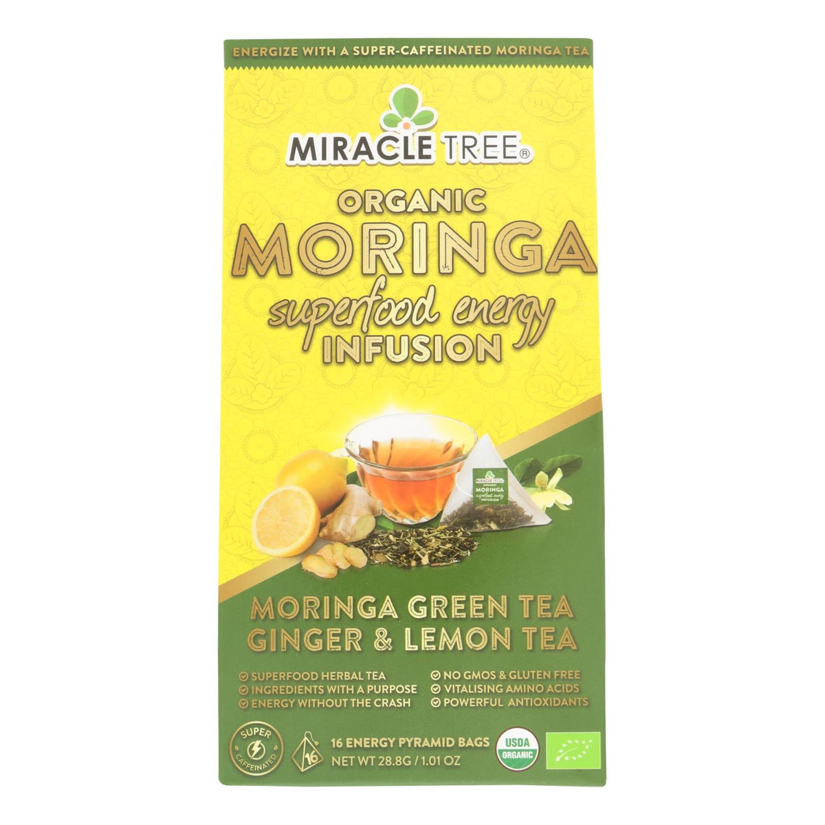 Miracle Tree Tea Moringa Ginger Lem (Pack of 5 - 16 Ct.) — Specialty ...