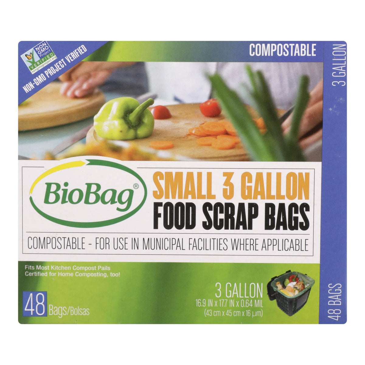 BioBag Certified Compostable Food Scrap Bags - 12 Pack, 3 Gallon, 48 C ...