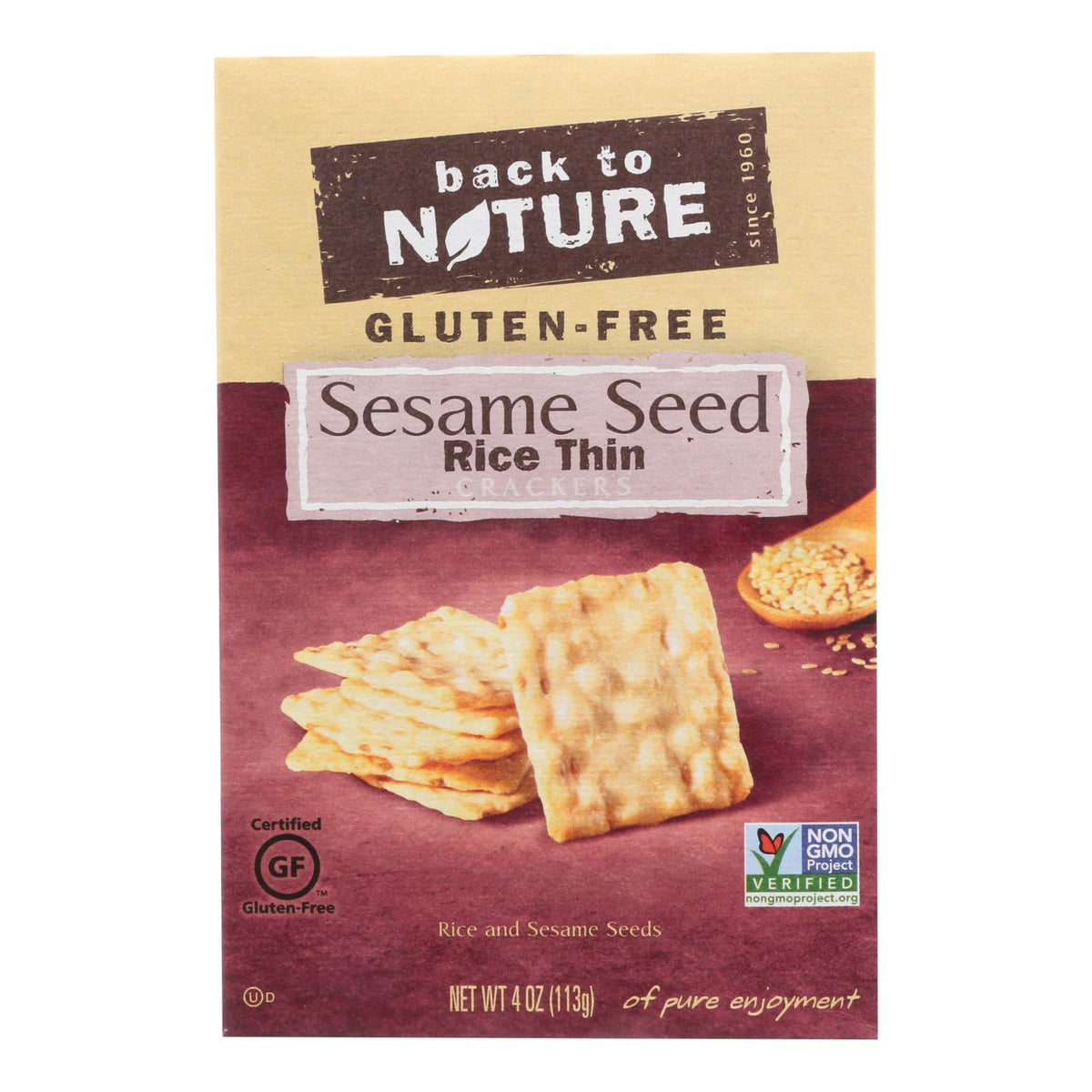 Back To Nature Rice Thin Crackers with Sesame Seeds (12 count, 4 Oz. p ...