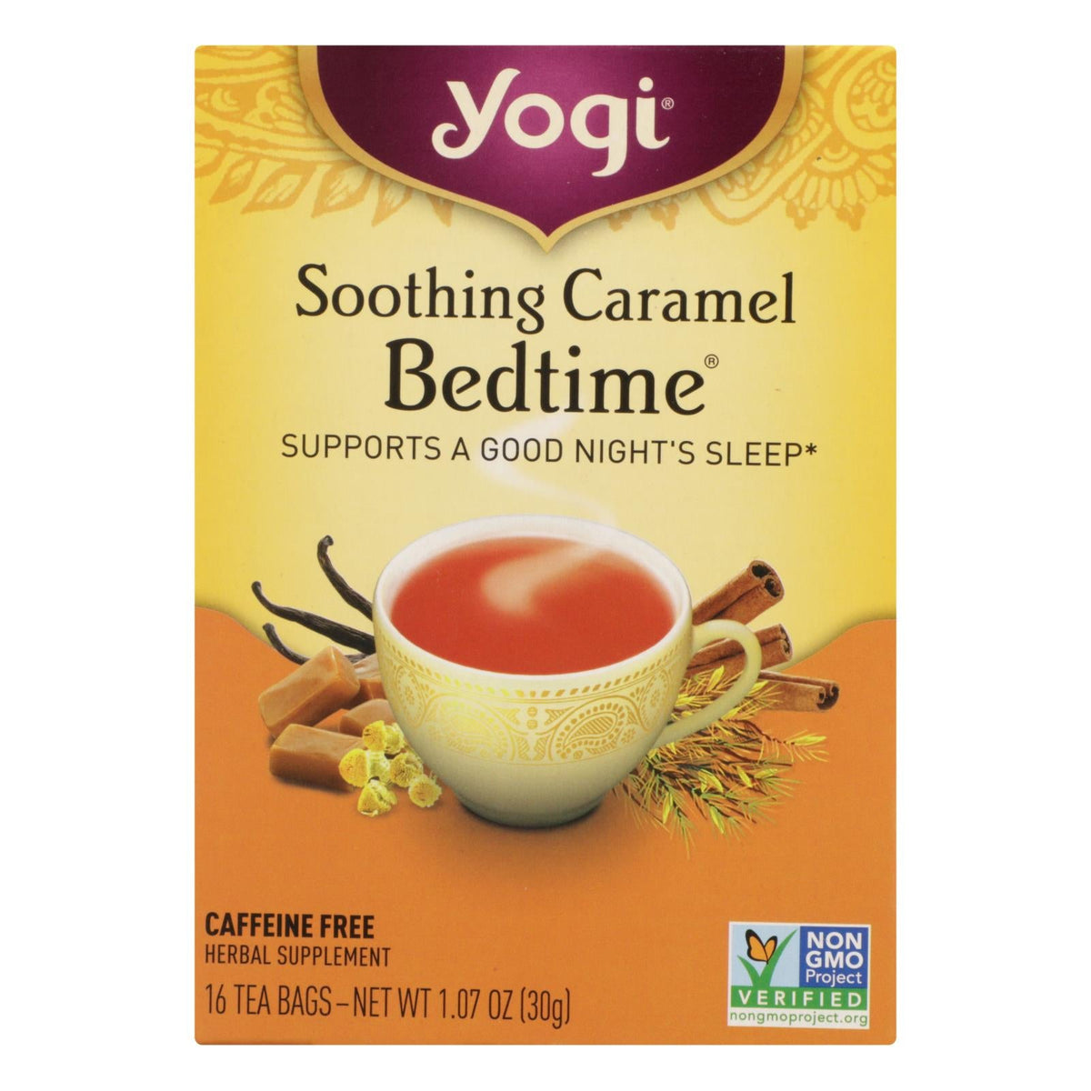 Yogi Bedtime Caramel Herbal Tea, 16 Tea Bags, Case of 6 — Specialty ...