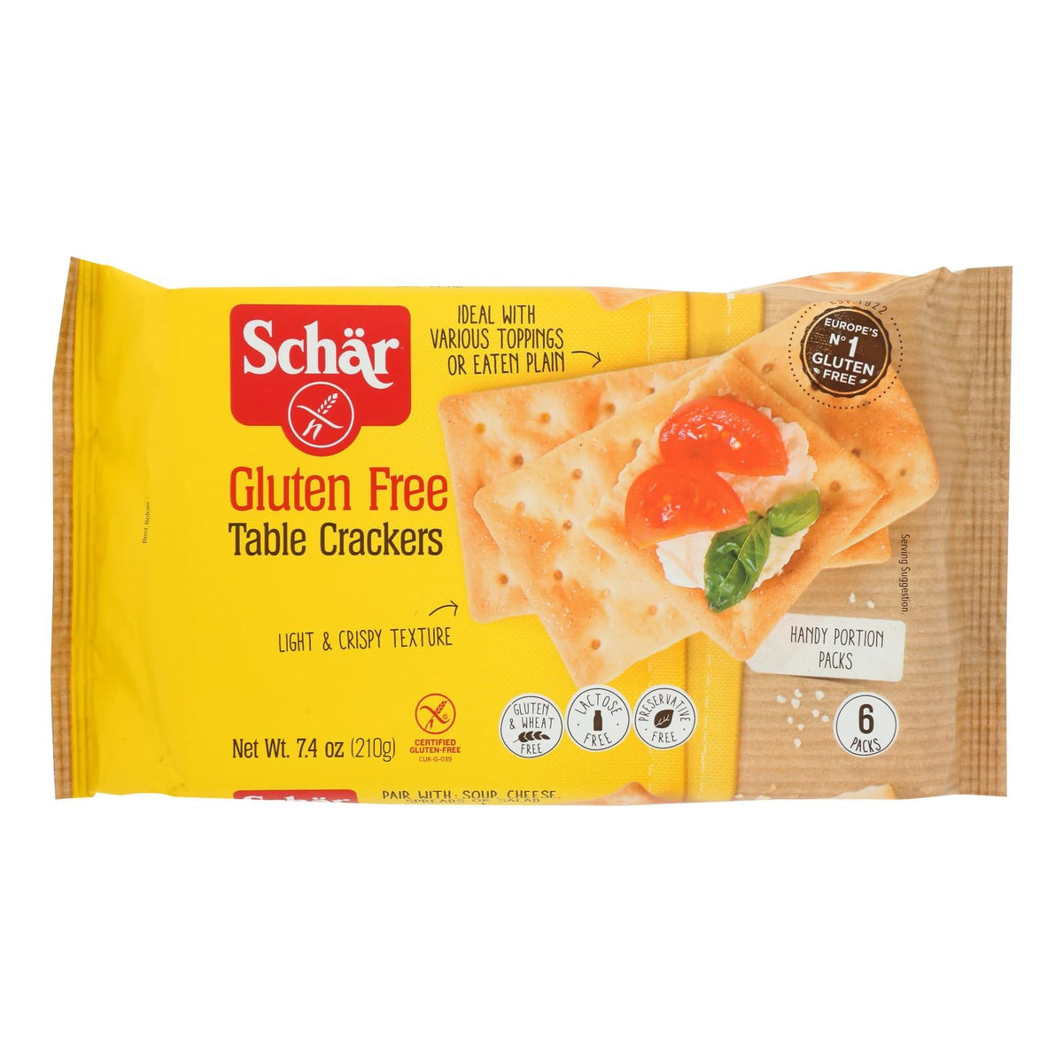 Schar Gluten-Free Table Crackers, 5 Packs of 7.4 Oz. — Specialty Food ...