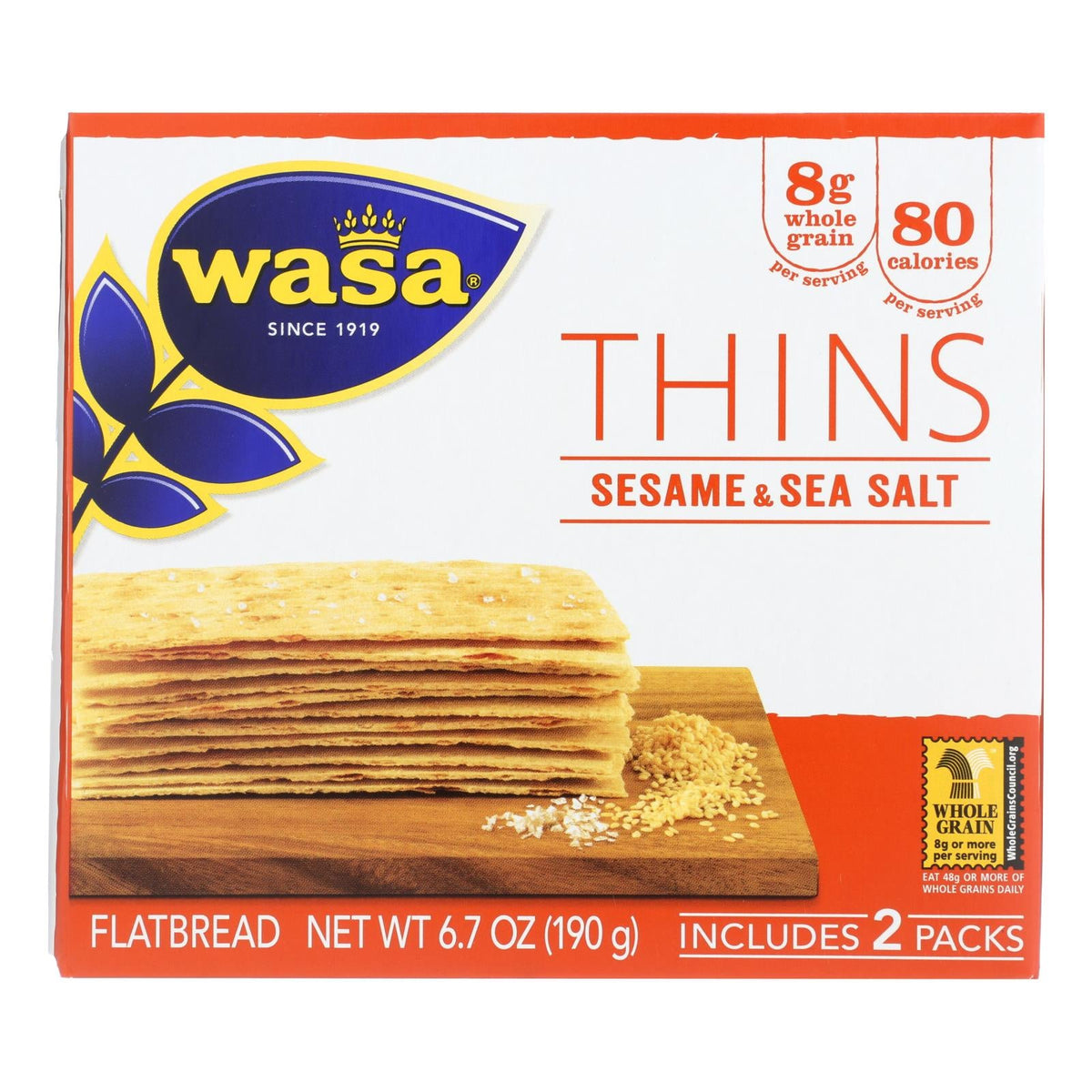 Wasa Sesame & Sea Salt Flatbread Thins, 6.7 Oz (Pack of 10) — Specialty ...