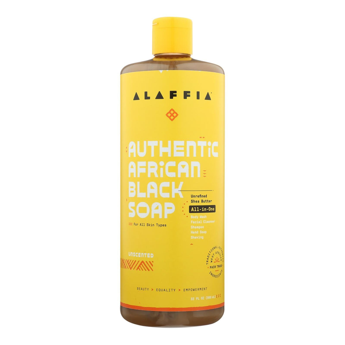 Alaffia Signature Unscented African Black Soap Liquid, 32 Fl Oz ...