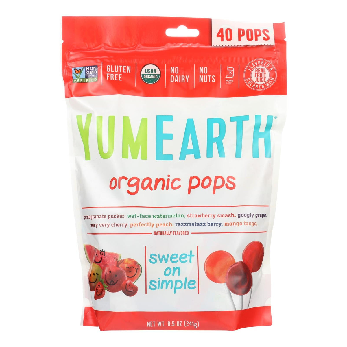 YumEarth Organic Lollipops - 12 Pack - Assorted Fruit Flavors - 8.5 Oz ...
