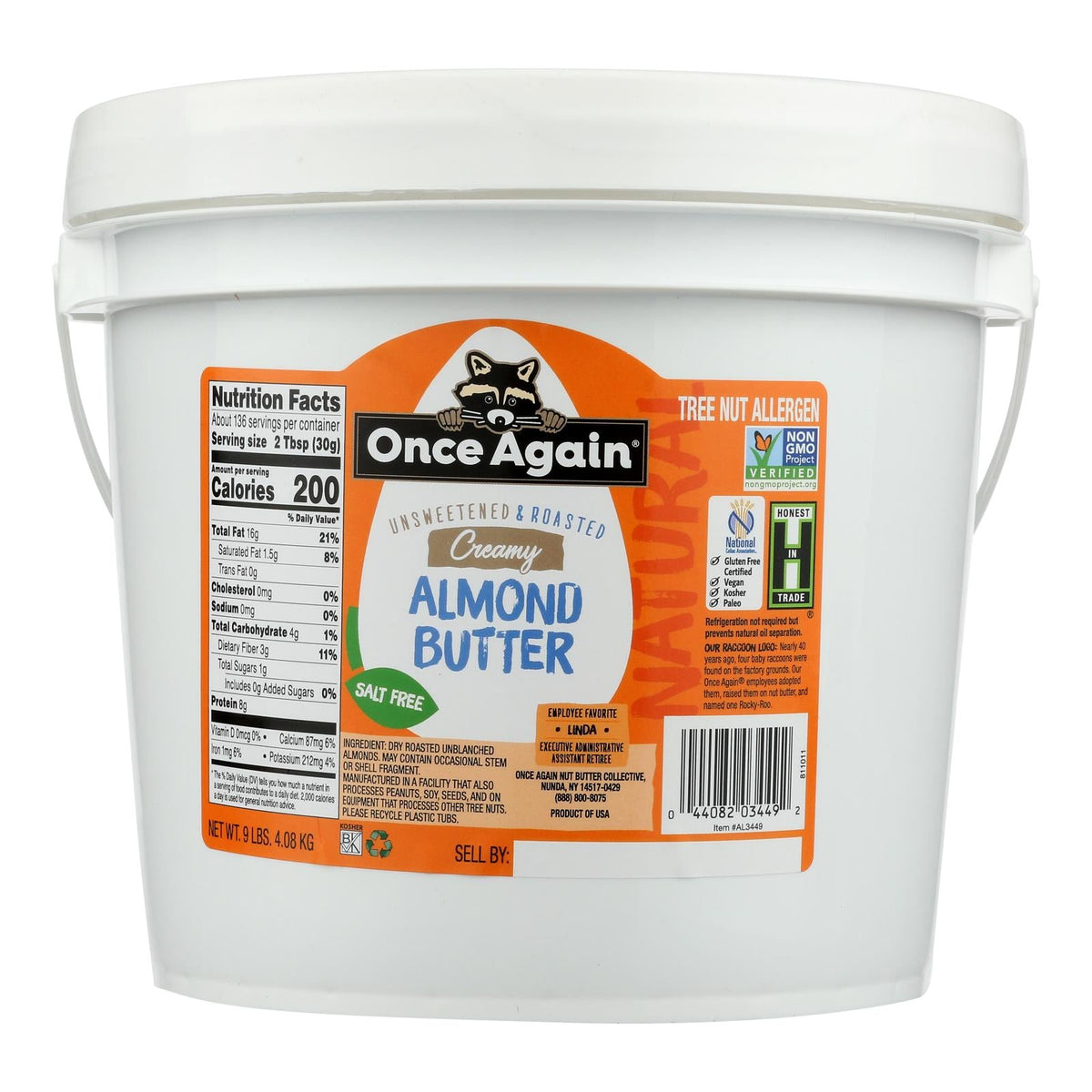 Once Again Smooth Almond Butter - 9 lb Bulk Size — Specialty Food Source