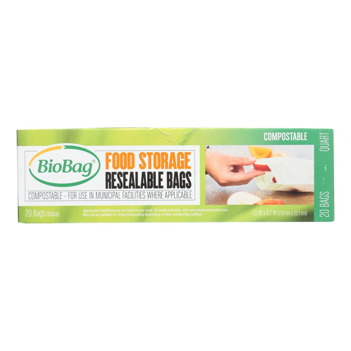 Biobag Resealable Compostable Food Storage Bags (12 Pack, 20 Count per ...