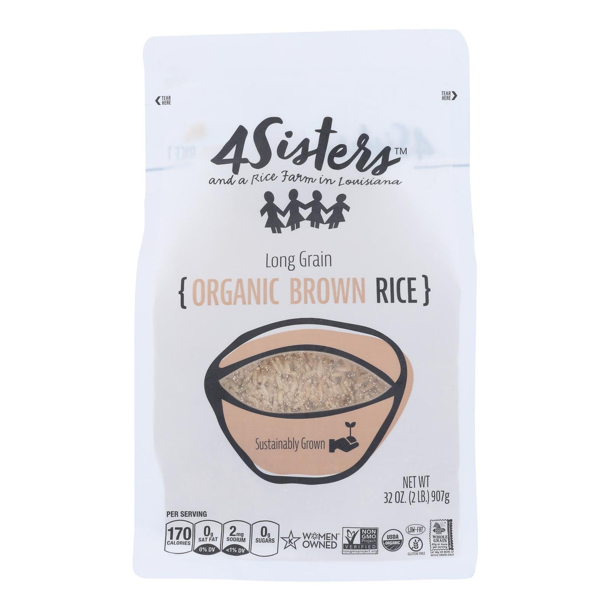 4 Sisters USDA Organic Brown Long Grain Rice, 6-Pound Pack — Specialty ...