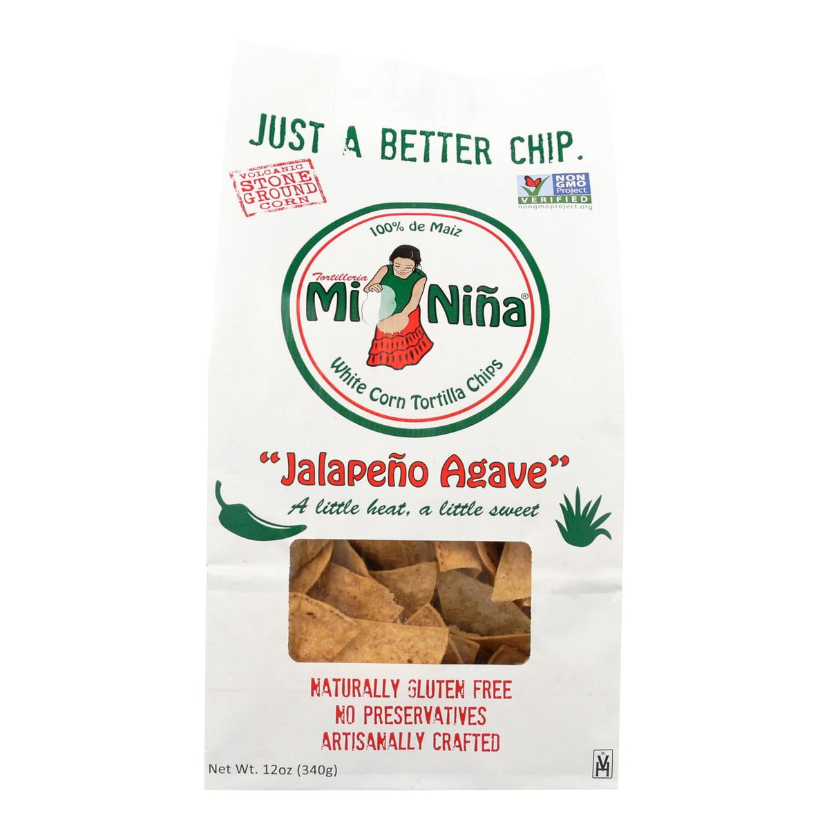 Mi Nina's Jalapeño Agave White Corn Tortilla Chips (Pack of 9 - 12 Oz ...