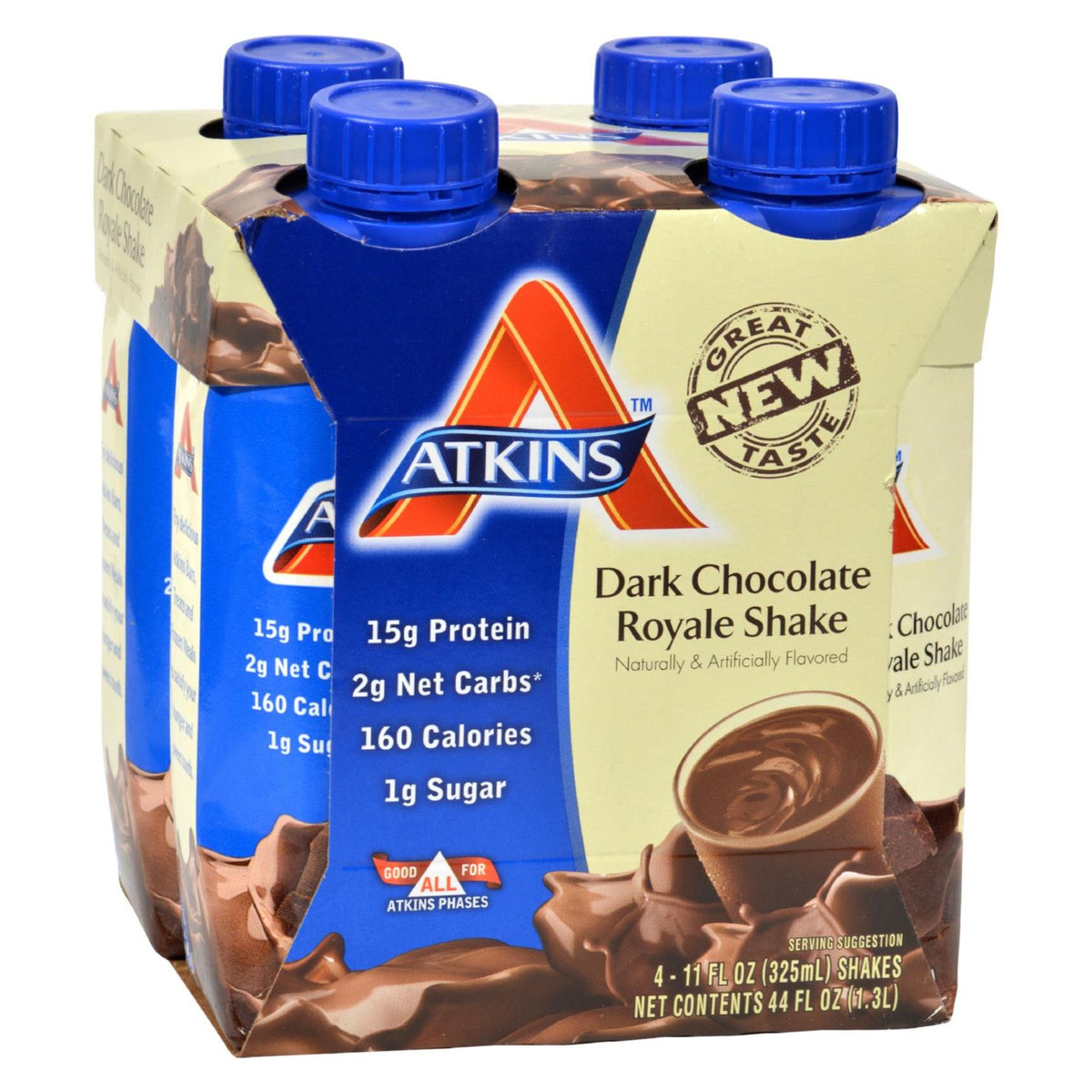 Atkins Advantage RTD Shake Dark Chocolate Royale, 11 Fl Oz (Pack of 4 ...