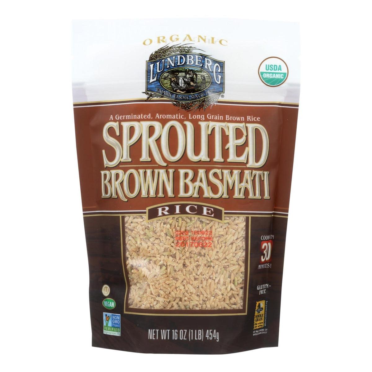 Lundberg Family Farms Sprouted Brown Basmati Rice, 6 x 1 Lb. Packs ...
