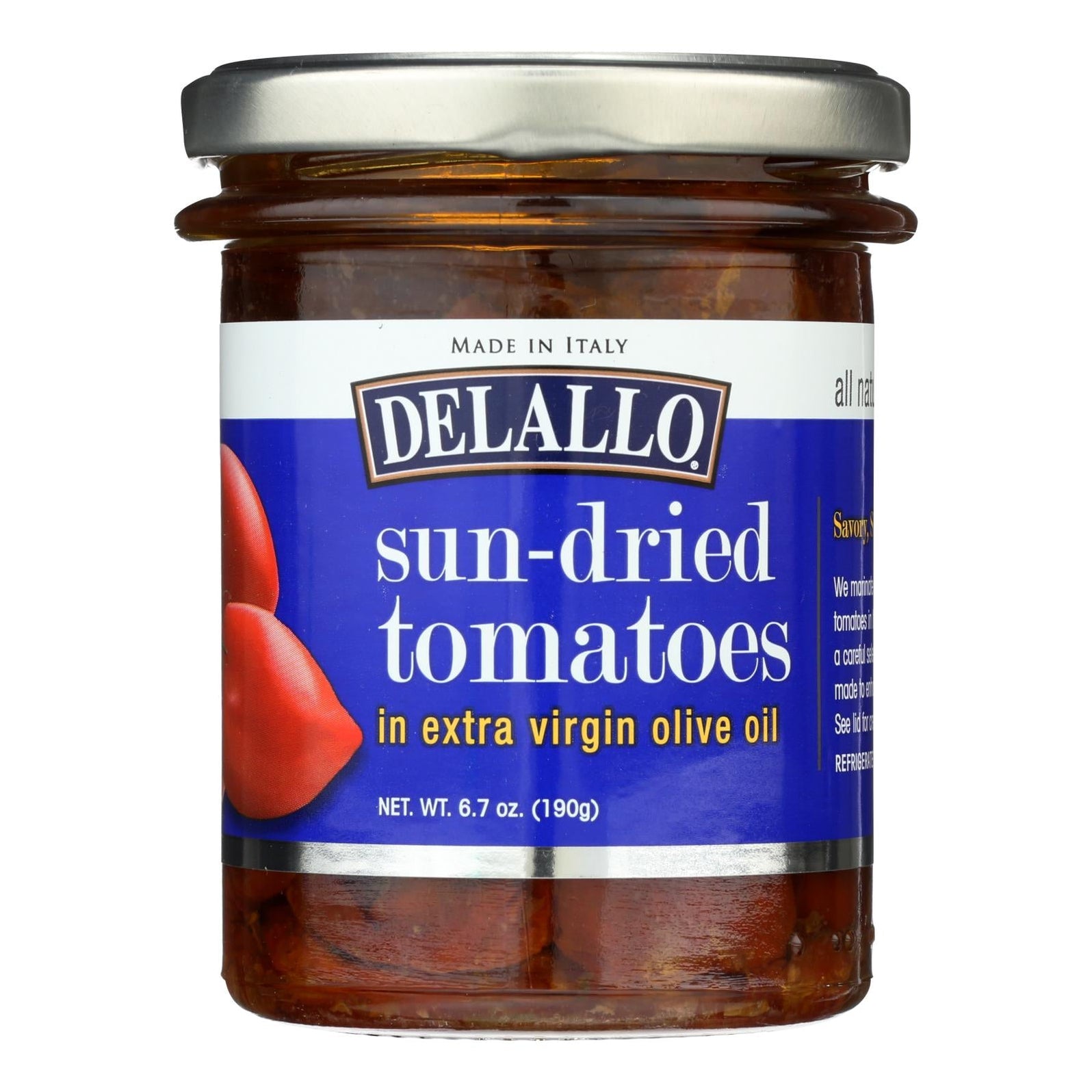 DeLallo Whole Sun-Dried Tomatoes in Extra Virgin Olive Oil, Made in It ...