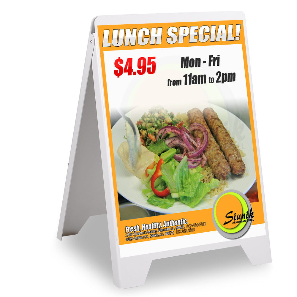 Yescom Sidewalk Pavement Double Side Sign Board Frame PVC White ...
