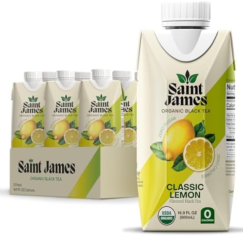 Saint James Organic Black Tea Classic Lemon, 16.9 fl oz (12 Pack) - Re ...
