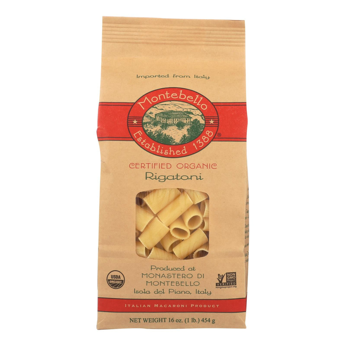 Montebello Organic Rigatoni Pasta, 1 lb (Pack of 12) — Specialty Food ...