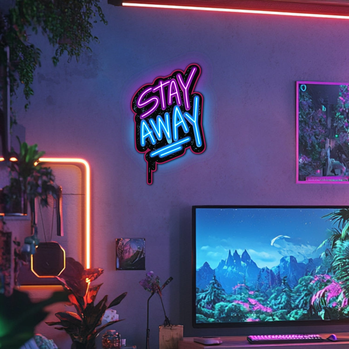 UV Printed Stay Away Neon Wall Art- LV0049 — Specialty Food Source