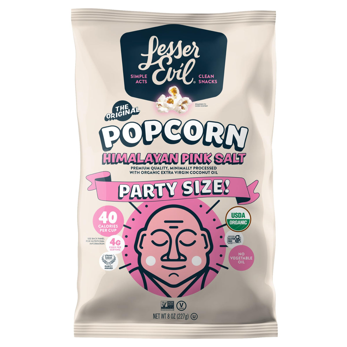 Lesser Evil Organic Popcorn, Himalayan Pink Salt, 8 oz (Pack of 7) - G ...