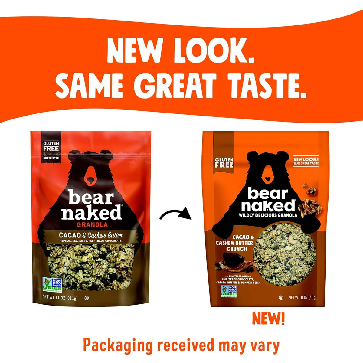 Bear Naked Granola - Cacao Cashew Butter Crunch, 11 Oz. (Pack of 6 ...