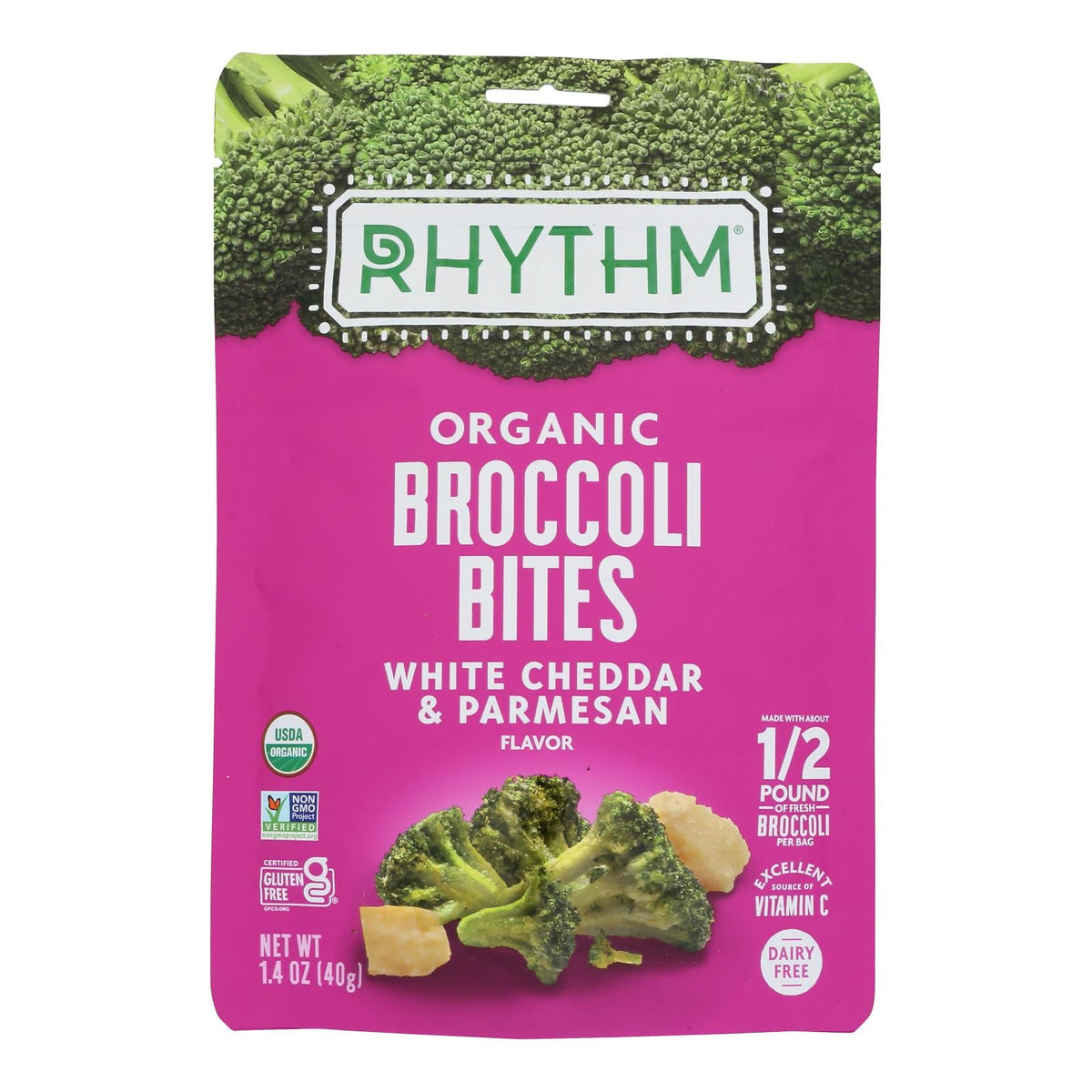 Rhythm Superfoods Broc Bite White Cheddar Parmesan, 1.4 Oz (Pack of 10 ...