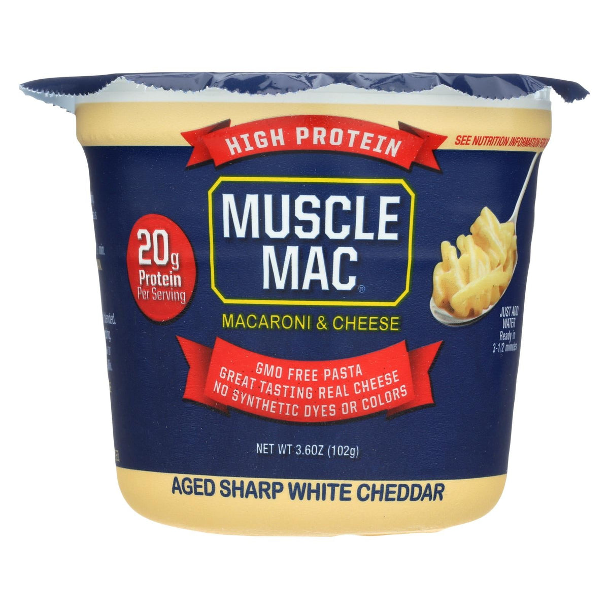 Muscle Mac High Protein Aged Sharp White Cheddar Macaroni & Cheese - C ...
