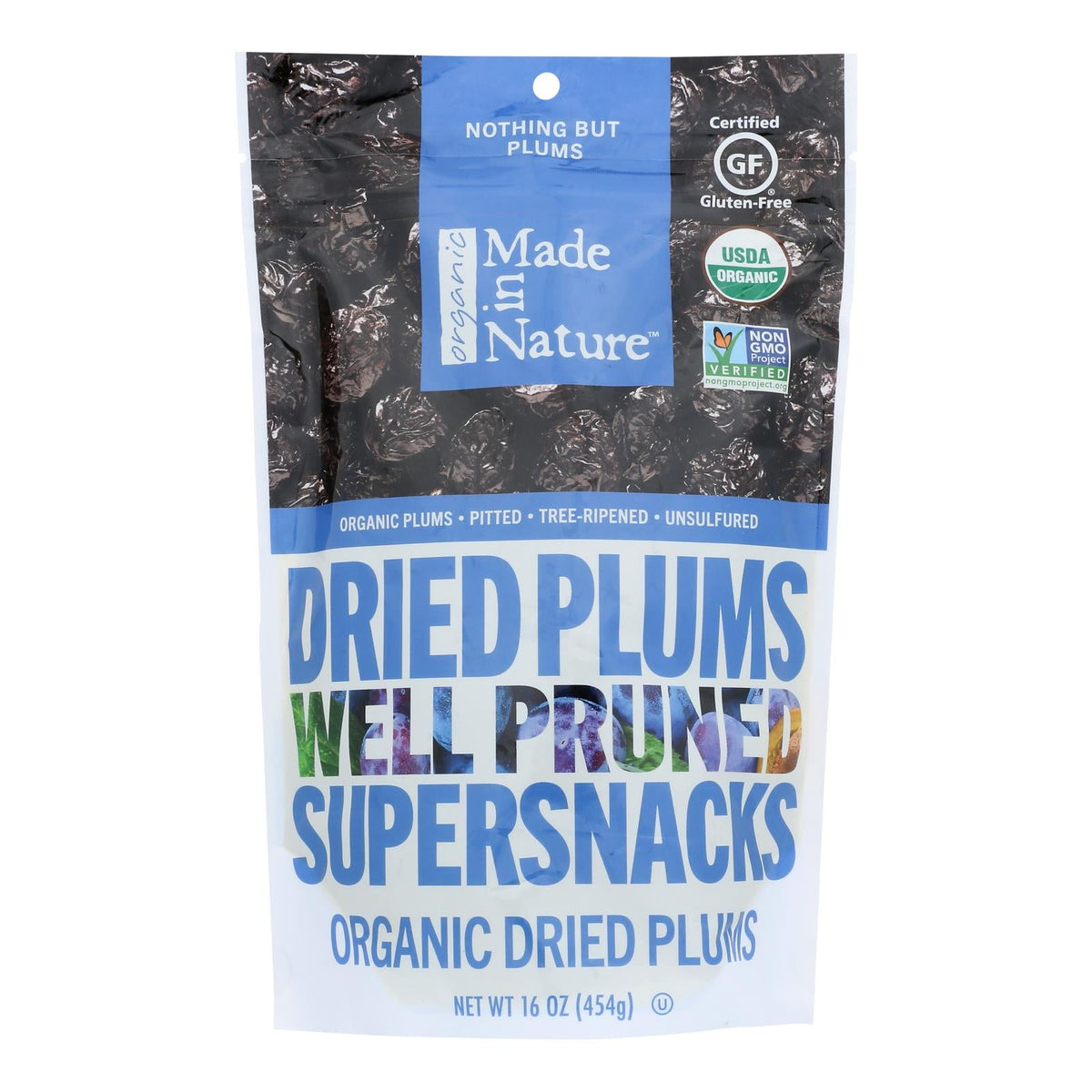 Made In Nature Dried Plums, 16 Oz Pack of 6 — Specialty Food Source