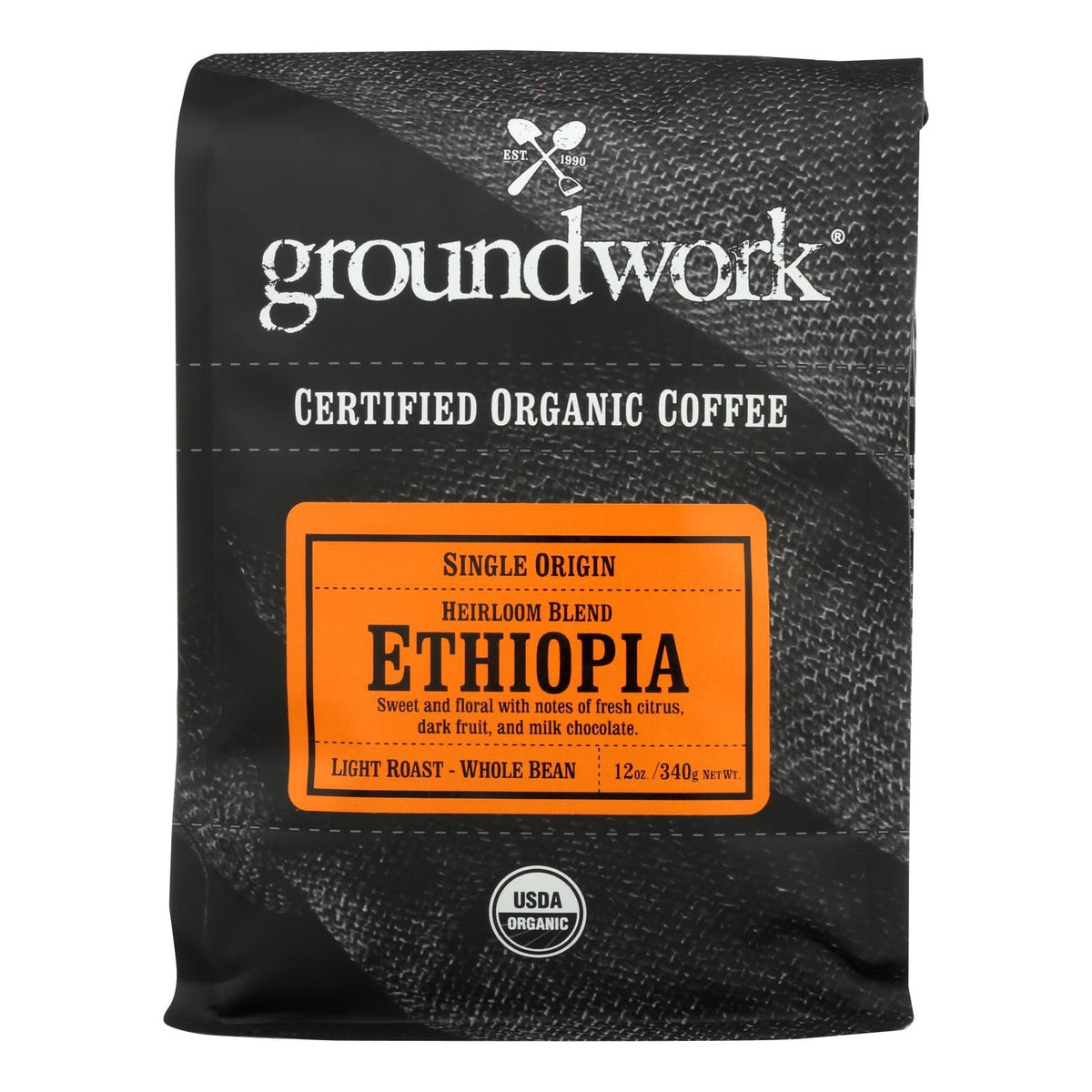 Groundwork Coffee Organic Ethiopian Harrar (Pack of 6 - 12 oz Bags ...