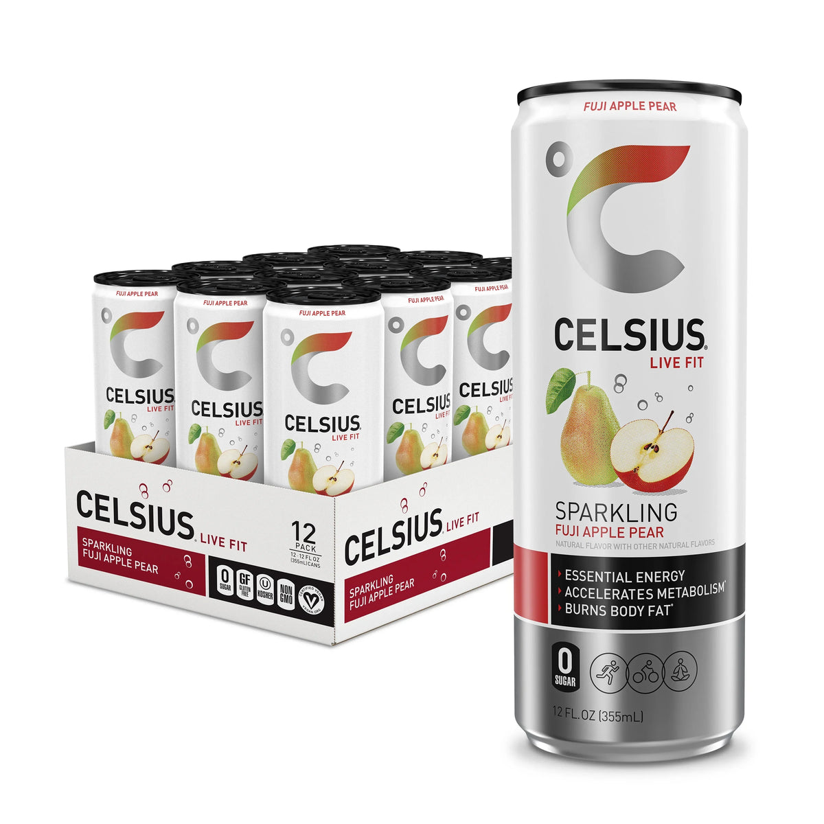 Celsius - Fuji Apple Pear, 4/12 fl oz (Pack of 6) - Healthy Energy Dri — Specialty Food Source