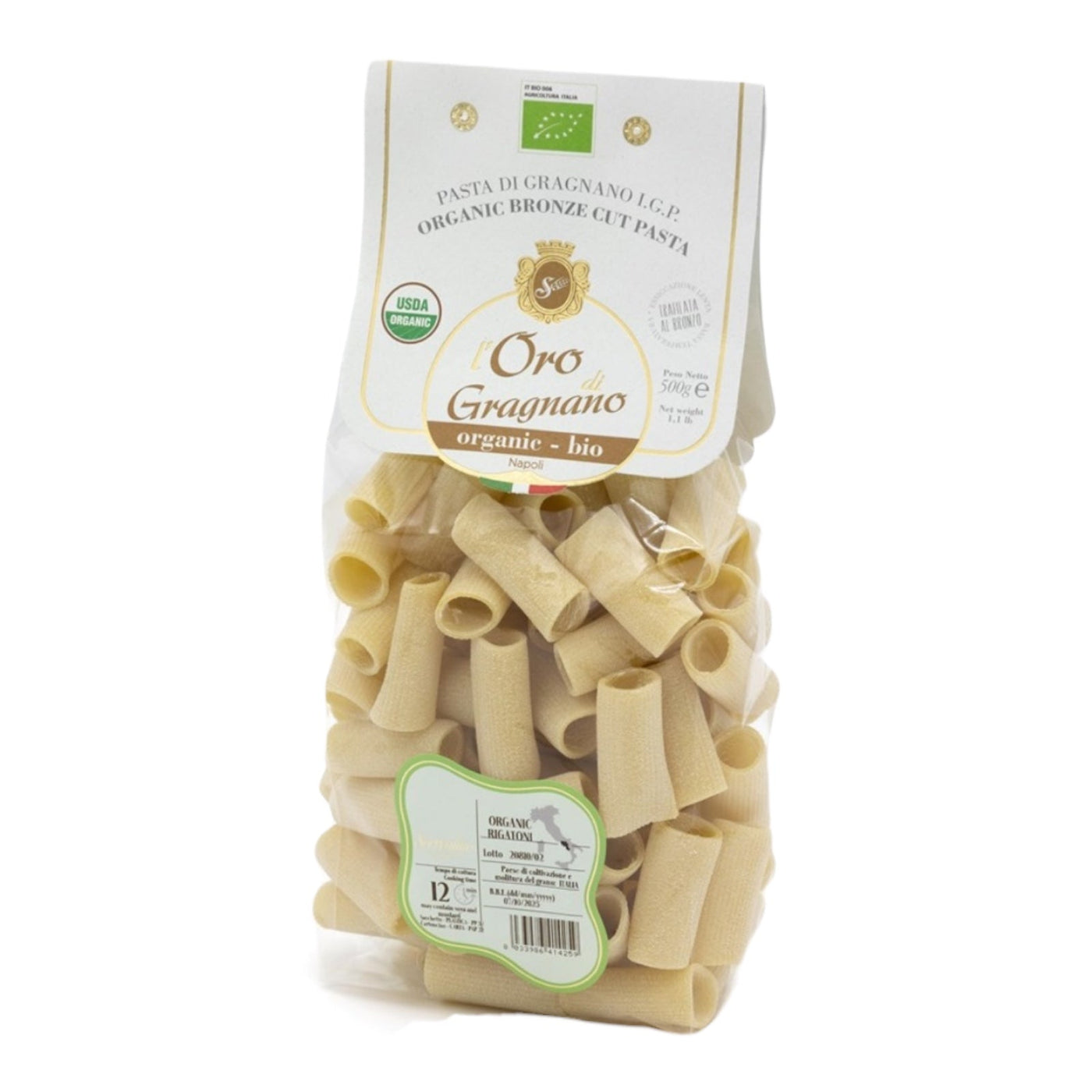 L'Oro di Gragnano Rigatoni Pasta Organic By Sorrentino Pastificio 500g ...