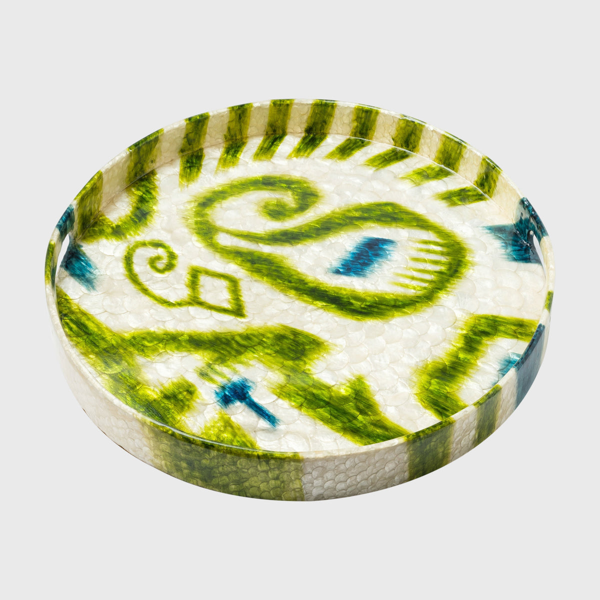 Extra large capiz ikat tray, green, LIMITED EDITION — Specialty Food Source