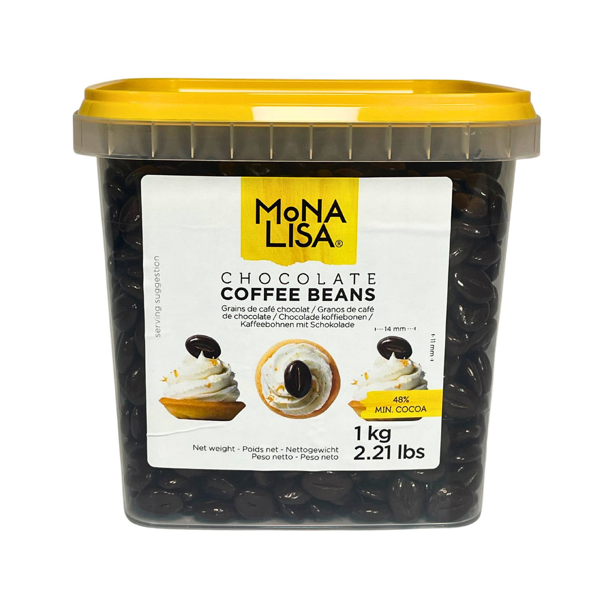 Mona Lisa Brand Chocolate Espresso Beans, 2.21 lbs Container - Case of ...