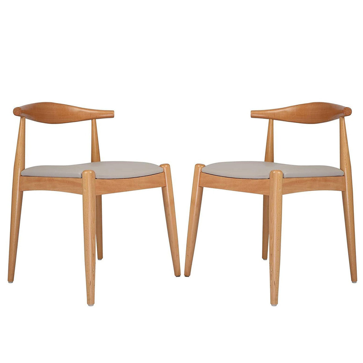 Mid Century Modern Dining Chairs, Set of 2 Wooden Low-Back Armchair wi ...