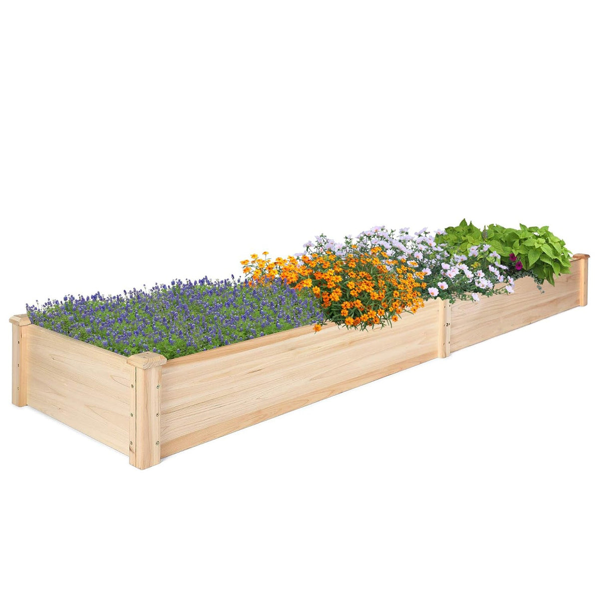 Raised Garden Bed 8 x 2 Ft Outdoor Natural Fir Wood Elevated Planter G ...