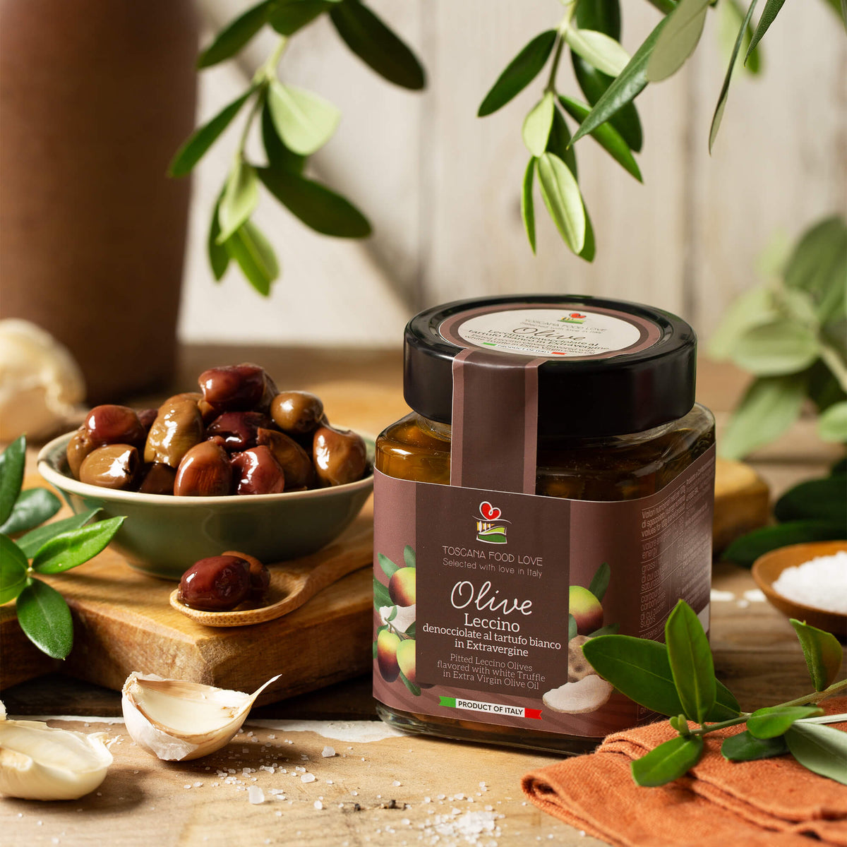Pitted Leccino Olives with white truffle in Oil — Specialty Food Source