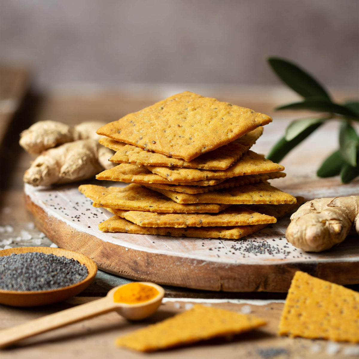 Turmeric crackers with poppy seeds — Specialty Food Source
