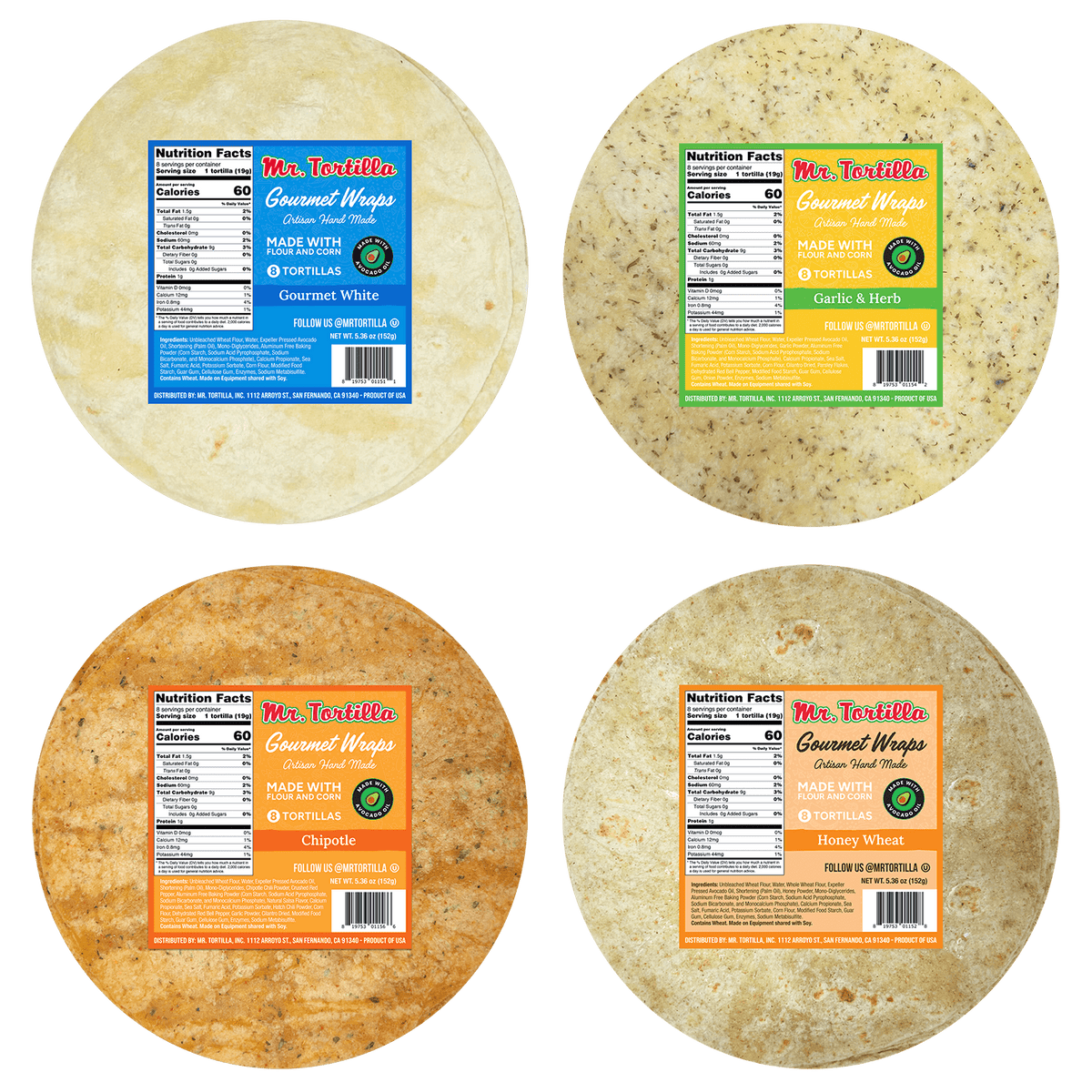Mr. Tortilla Gourmet Wrap - Artisan Flour Tortillas (4) 8-packs ...