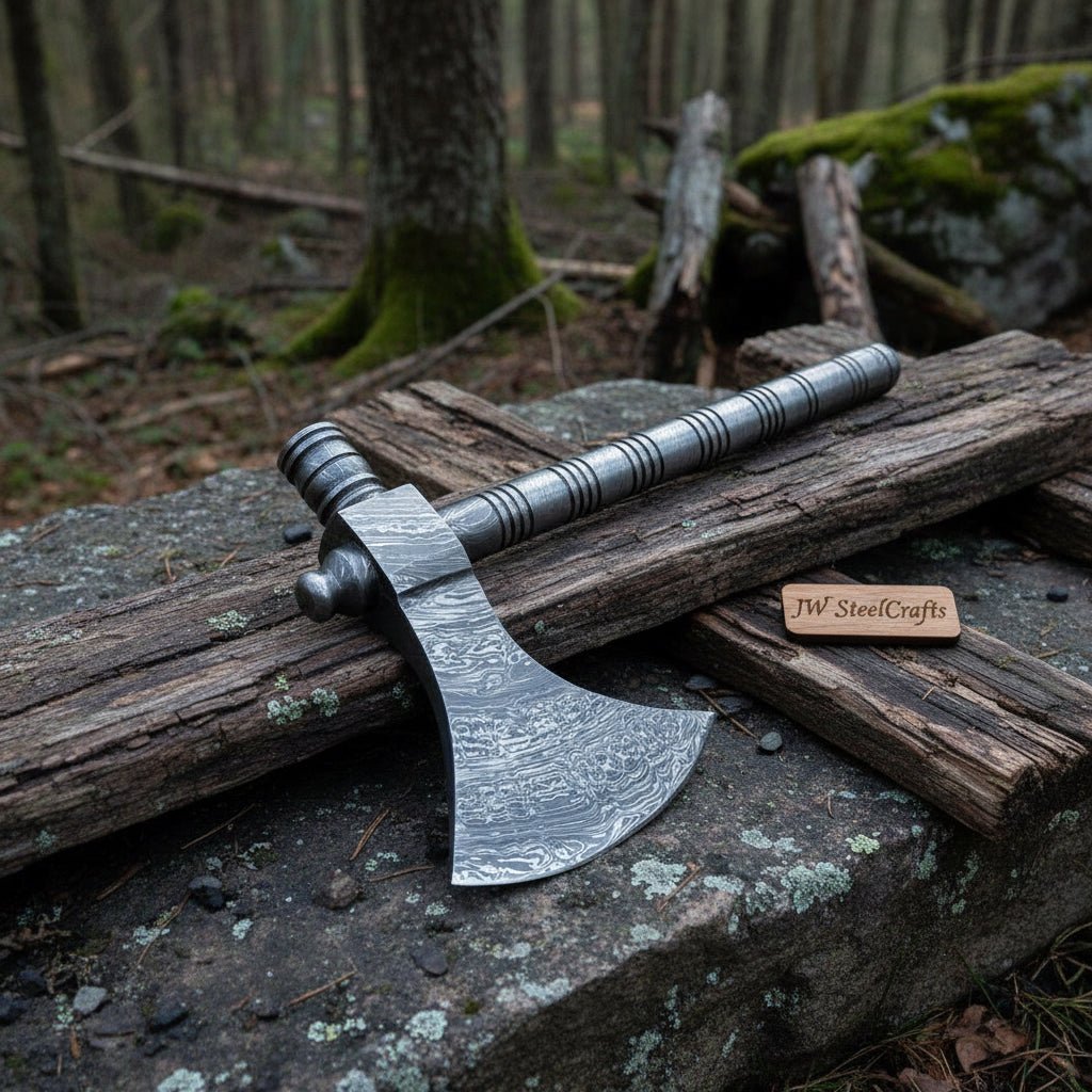 Damascus Steel Smoking Pipe Axe – Hand Forged Functional Pipe Tomahawk ...
